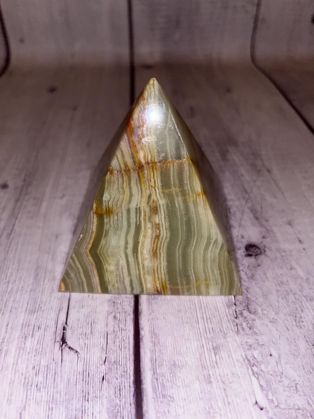 Green Onyx, Banded Green Calcite, Pyramid, Green, Beige, White - Etsy