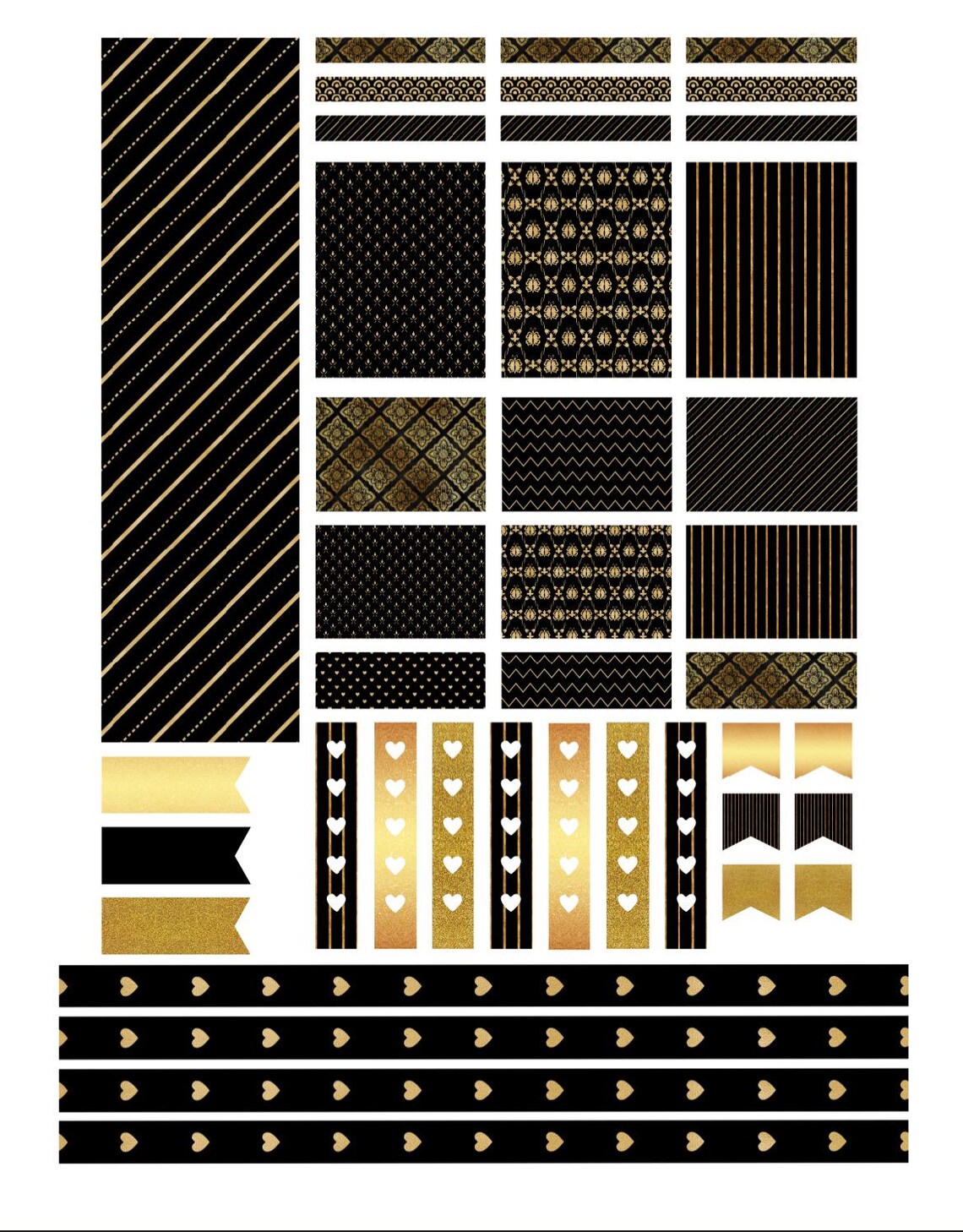 Black and Gold Planner Stickers - Etsy
