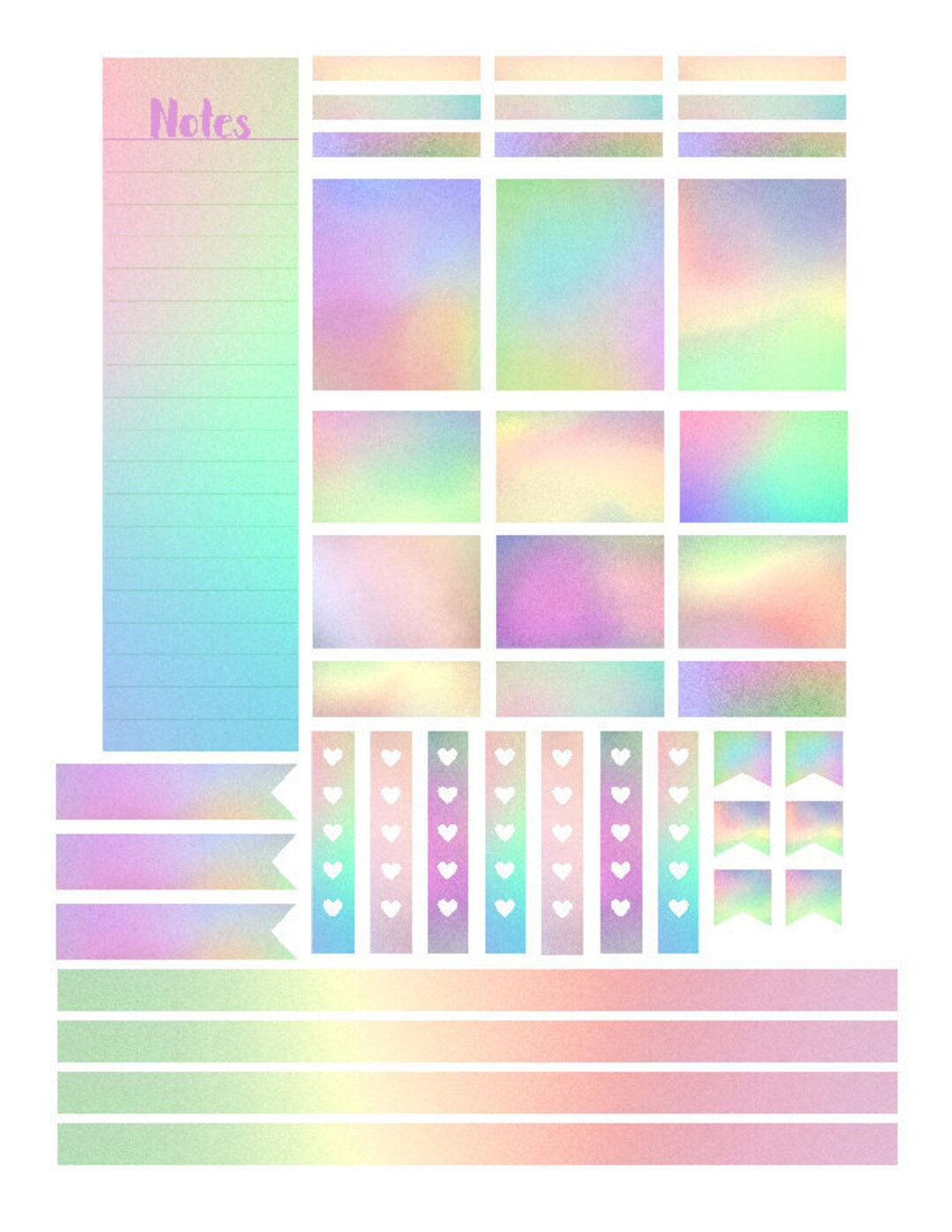 Printable Planner Sticker-pastel Rainbow-erin Condren Weekly Vertical ...