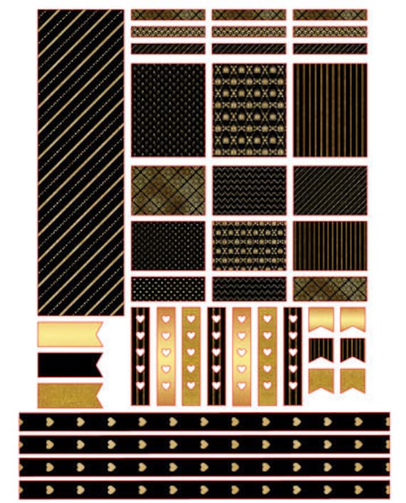 Black and Gold Planner Stickers - Etsy