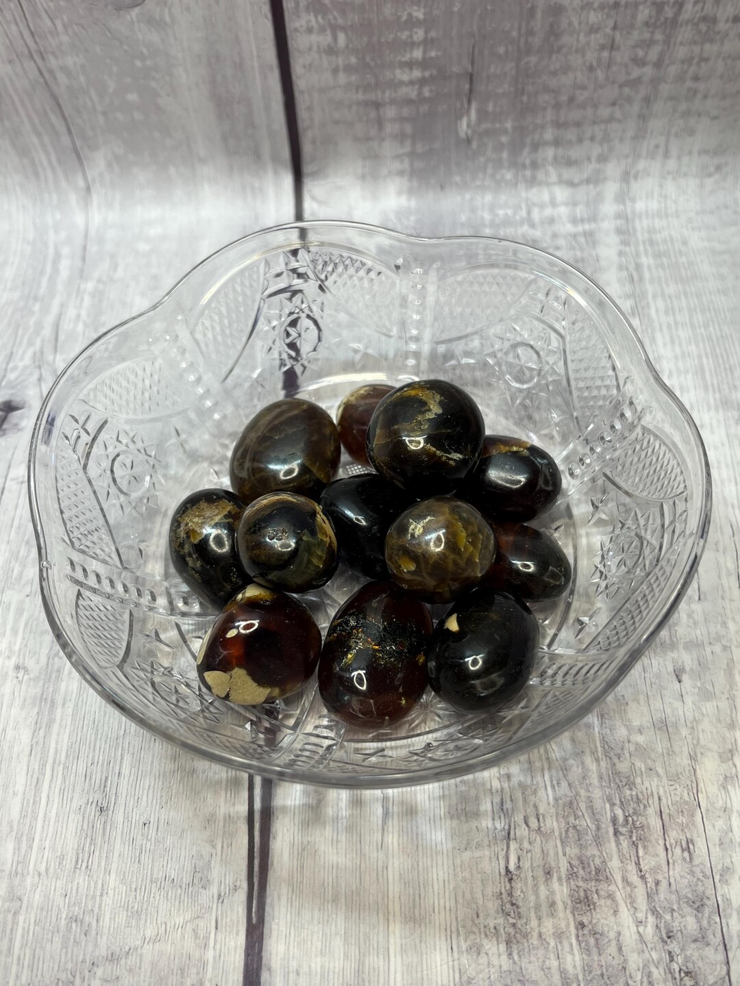 Blue Amber Tumbled Stone, UV Reactive - Etsy