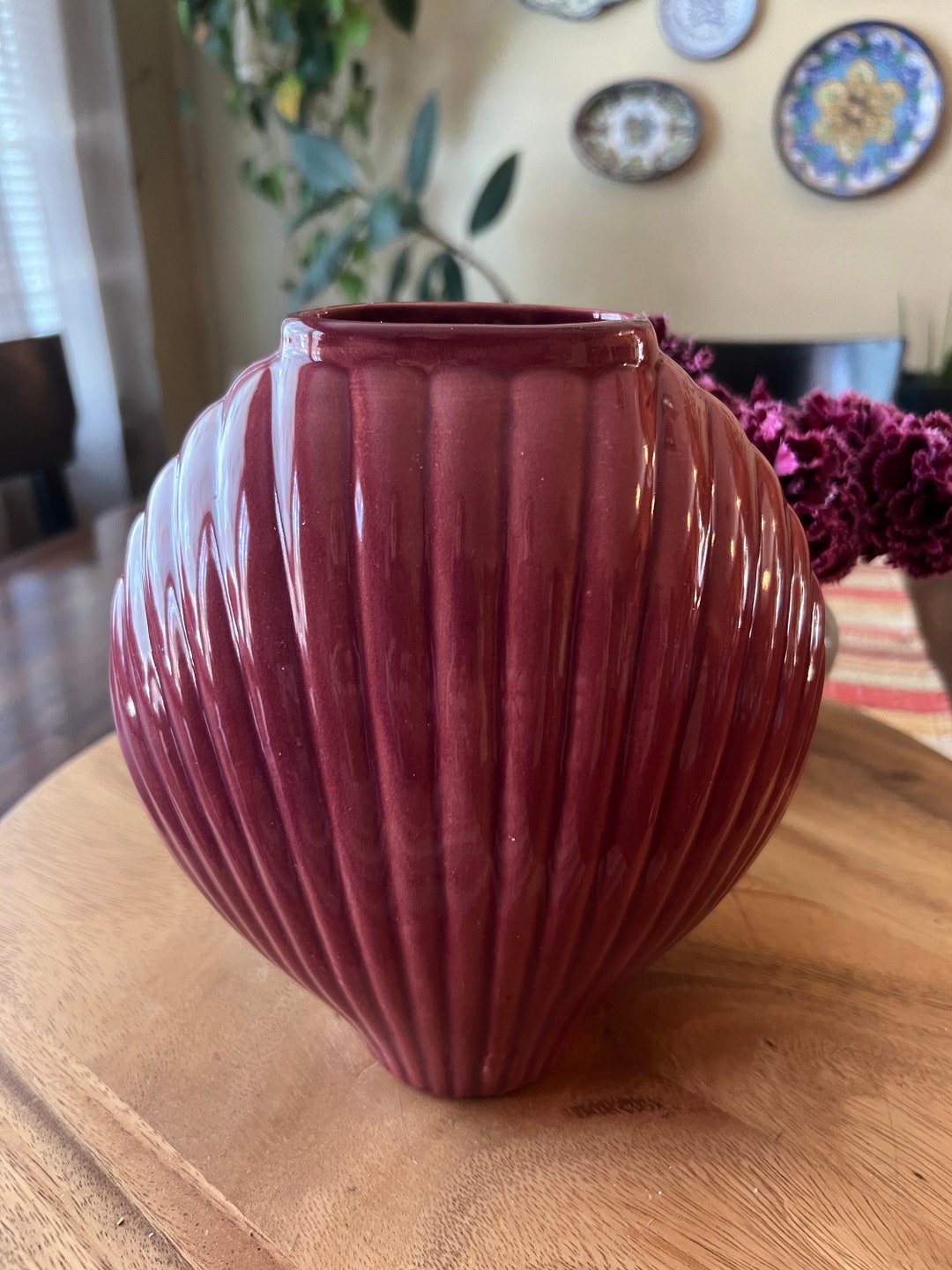 Maroon “clam Shell” Vase - Etsy