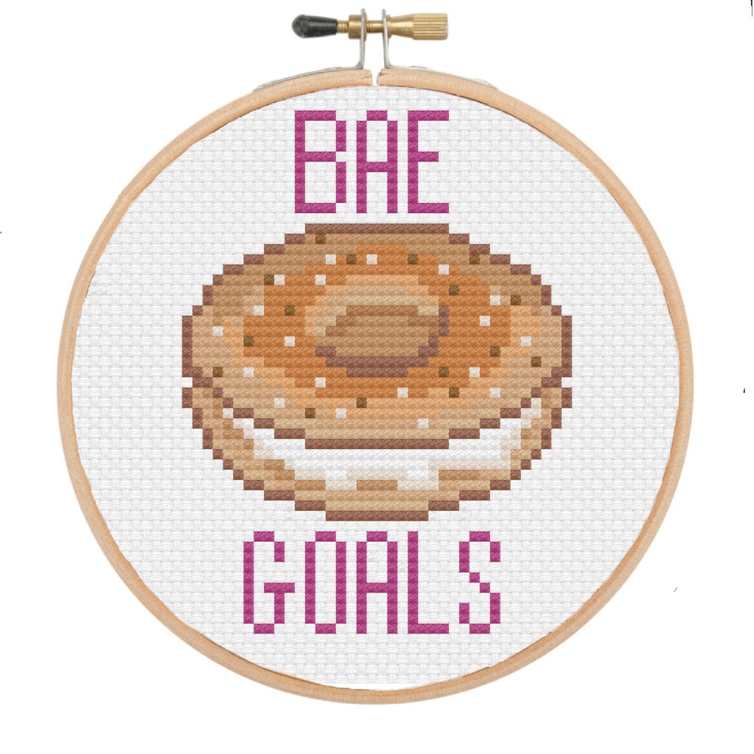 Bae Goals Cross Stitch Pattern PDF, Bagel Cross Stitch, Funny Pun Cross ...