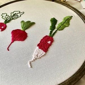 Rustic, Radishes, Garden Embroidery, Vegetable Embroidery , PDF Pattern ...
