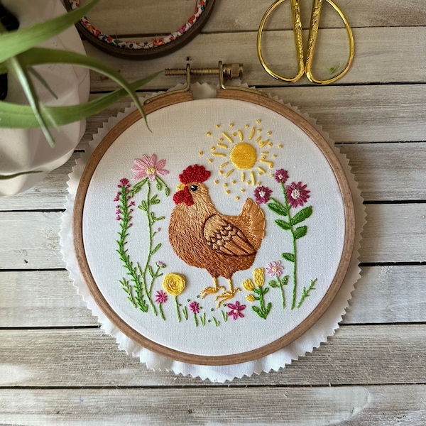 Hen Embroidery - Etsy