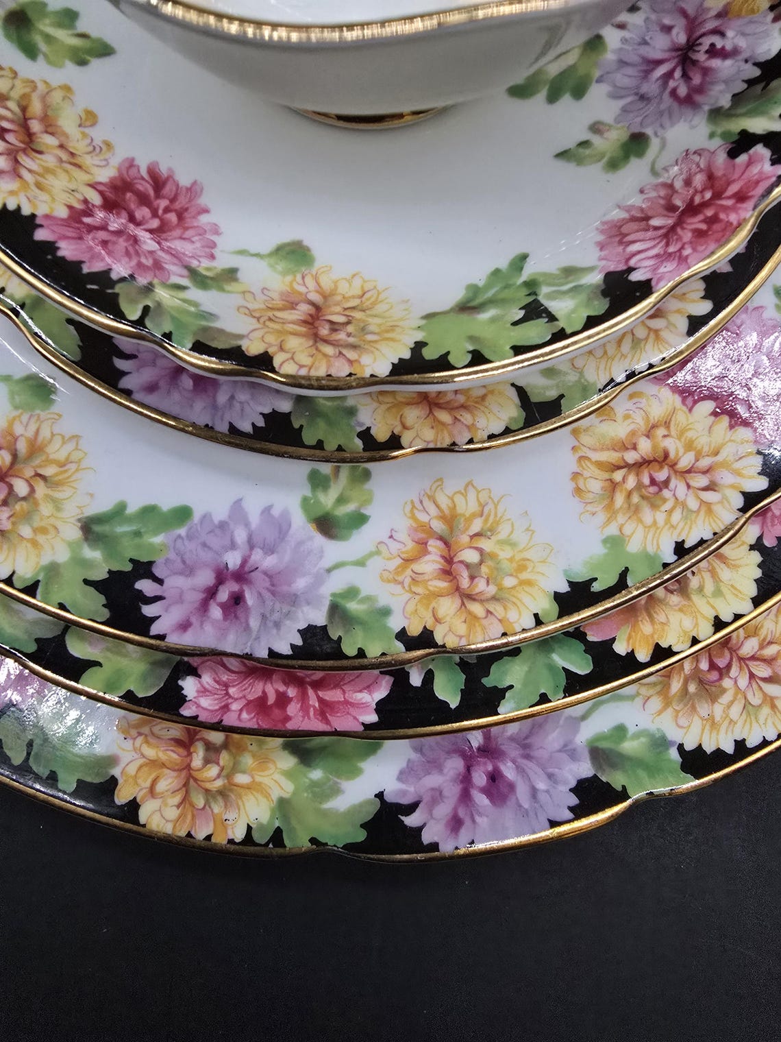 Vintage Paragon Double Warrant 6pc Dinnerware Place Setting Floral Mums ...