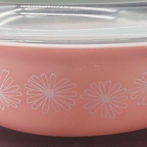 Vintage Pyrex Pink Daisy 045 Oval Casserole Dish With Lid 2.5 Quart ...