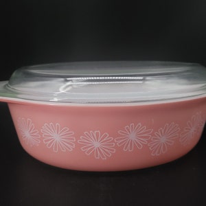Vintage Pyrex Pink Daisy 045 Oval Casserole Dish With Lid 2.5 Quart ...