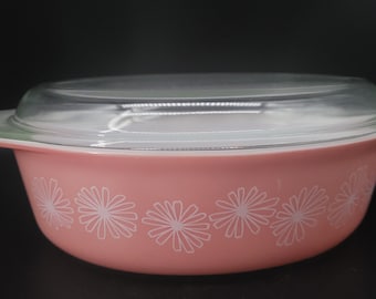 Pink Daisy Vintage Pyrex Oval Covered Casserole Dish With Lid 043 ...