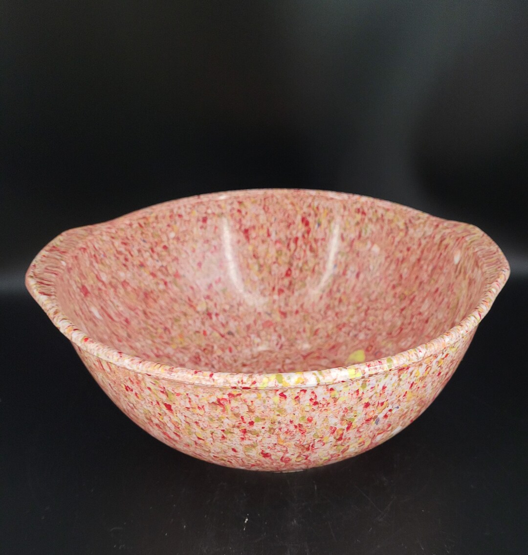 Vintage Melmac Red Pink Confetti Splatter Ware Mixing Bowl Retro ...