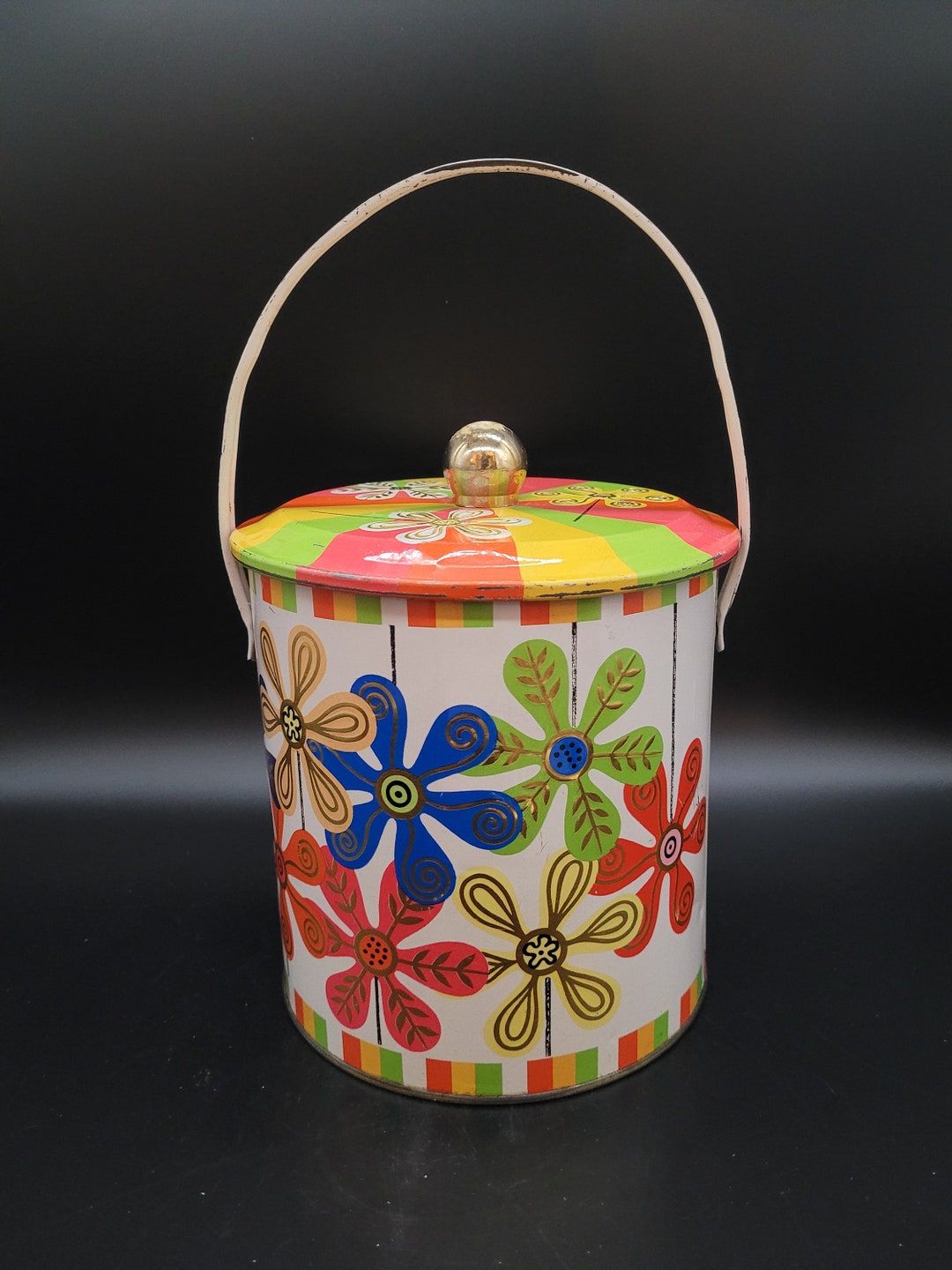 Vintage Baret Ware 1960s Retro Biscuit Colorful Tin Kitchen Decor ...
