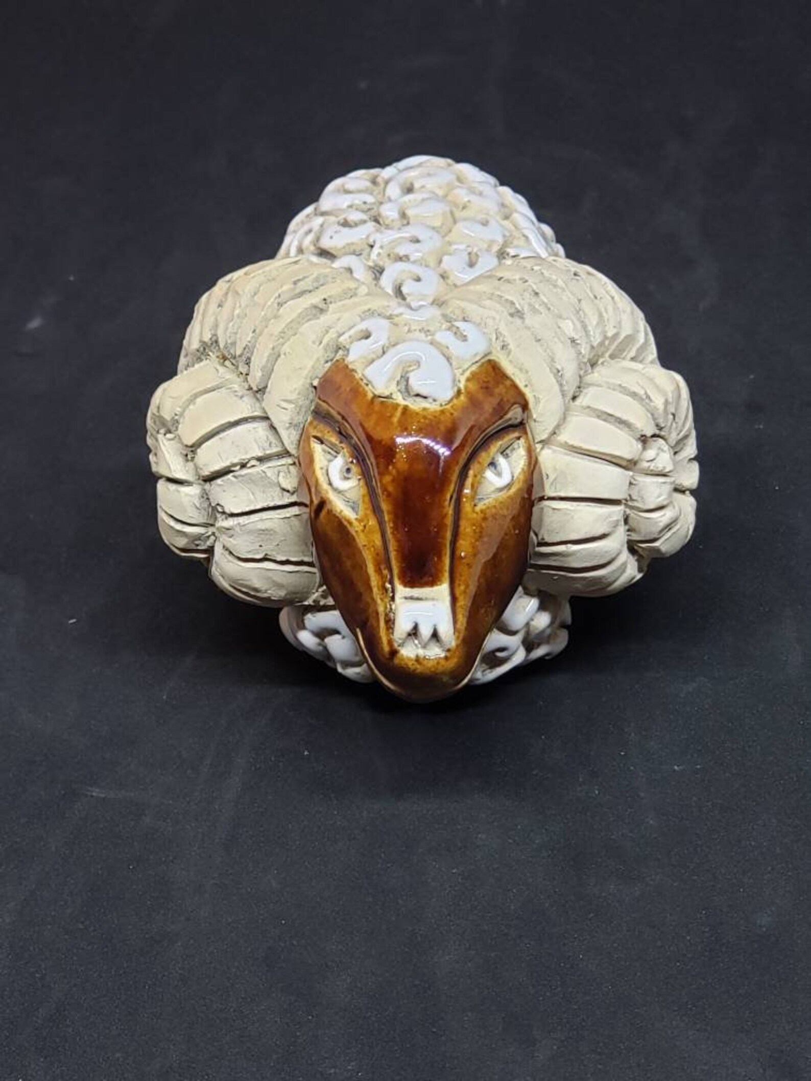 Vintage Artesania Rinconada Art Pottery Figurine Uruguay Big Horn Ram ...
