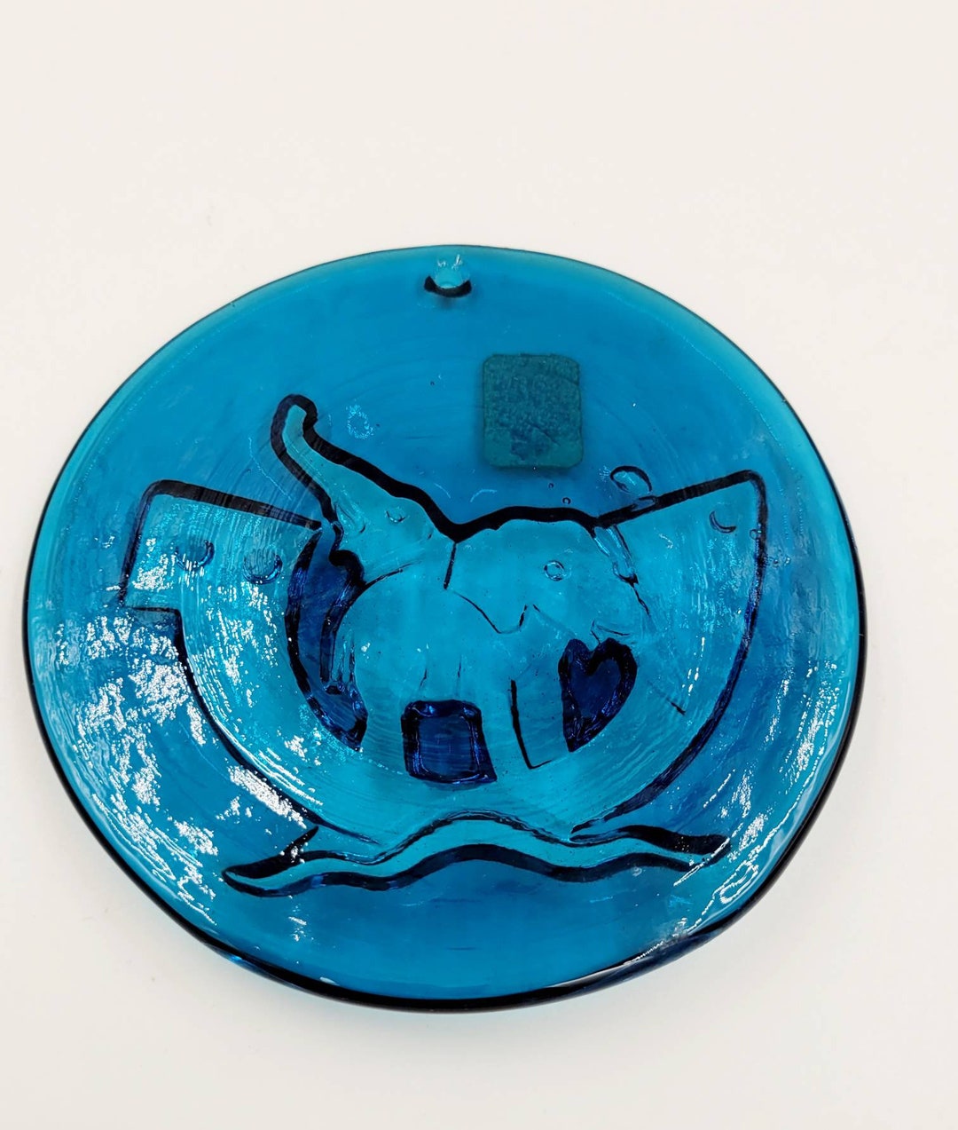 Vintage MCM Holmegaard Denmark Danish Blue Art Glass Suncatcher Michael ...