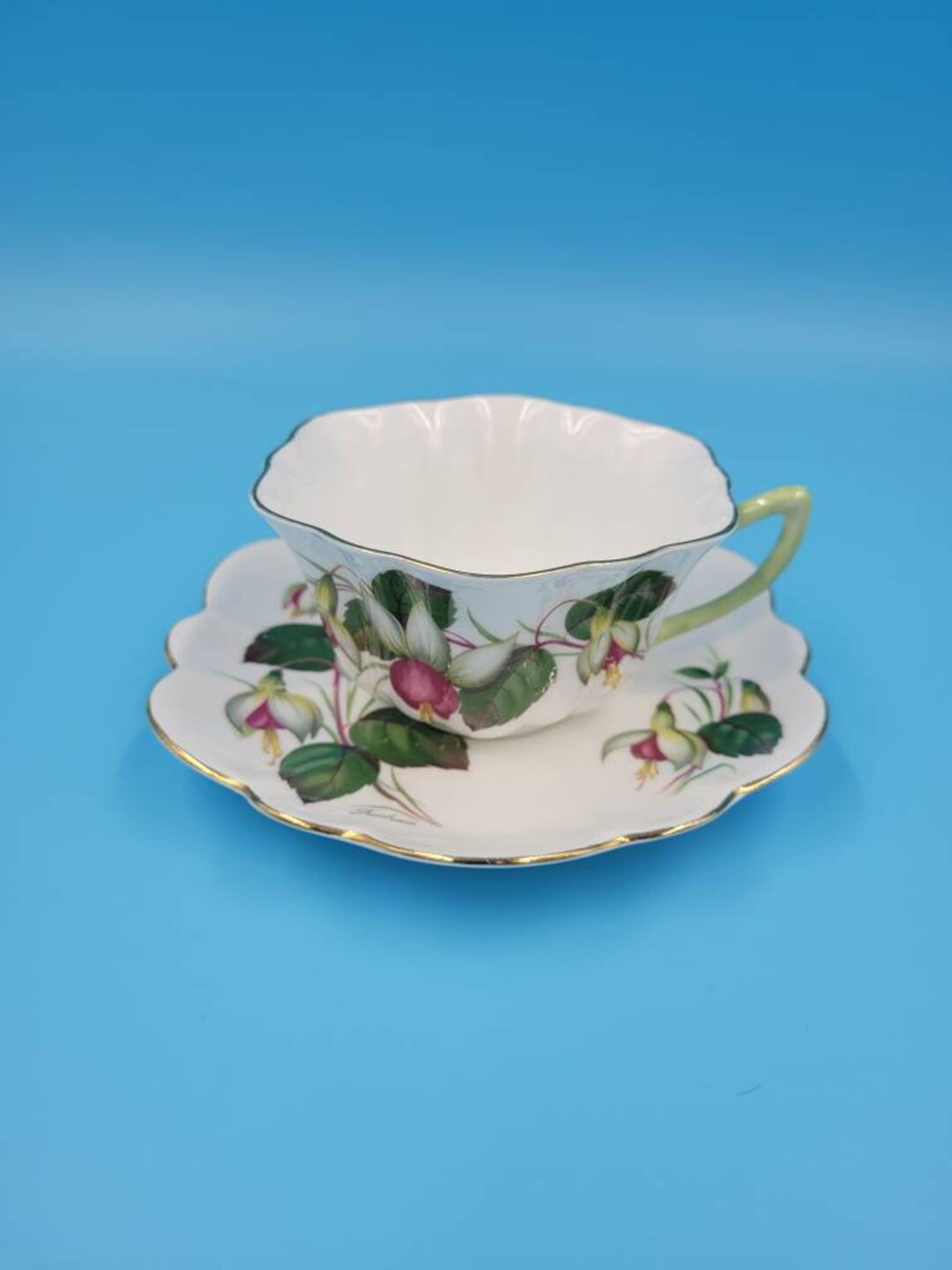 Vintage Shelley Tea Cup and Saucer Fuchsia Home Decor Collectible - Etsy