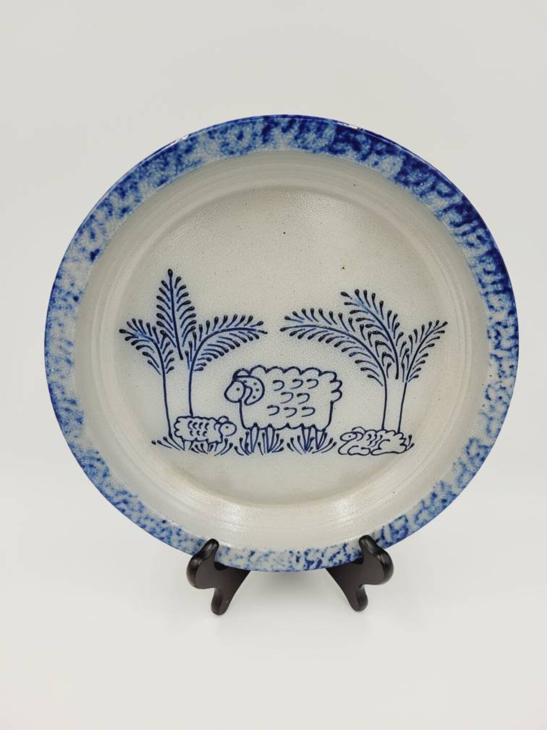 Vintage Eldreth Salt Glazed Pottery Lamb Sheep Pie Plate Kitchen ...