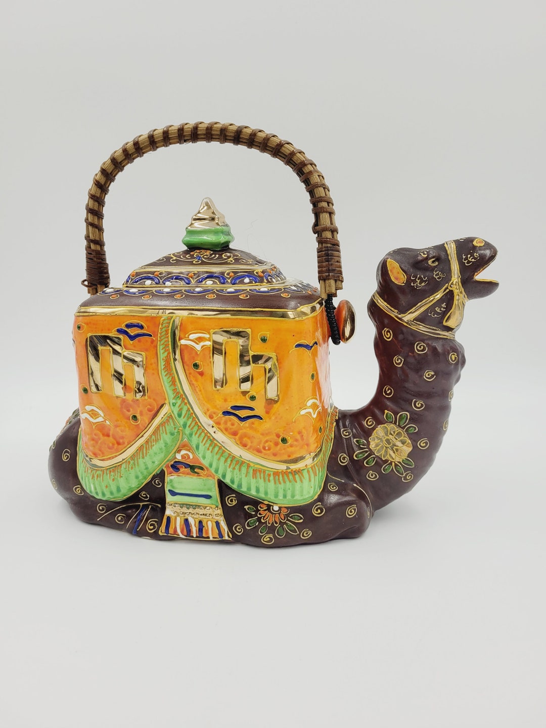 Vintage Satsuma Camel Teapot With Original Handle 1920s Japan Moriage ...