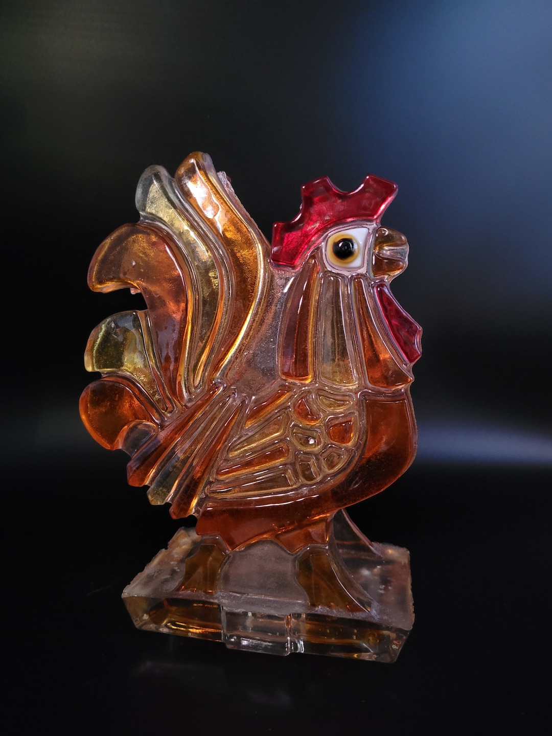 Vintage Mid Century Modern Acrylic Lucite Rooster Bird Figurine Napkin ...