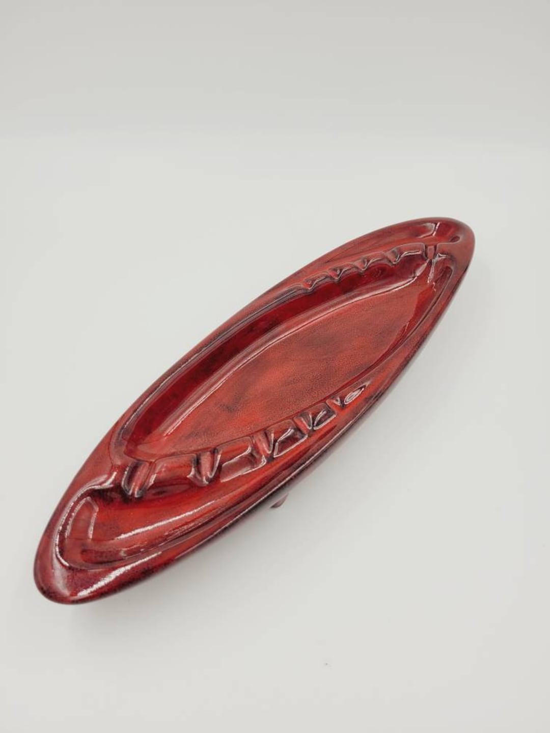 Vintage MCM Beauceware Atomic Red Art Pottery Ashtray Genin Trudeau ...