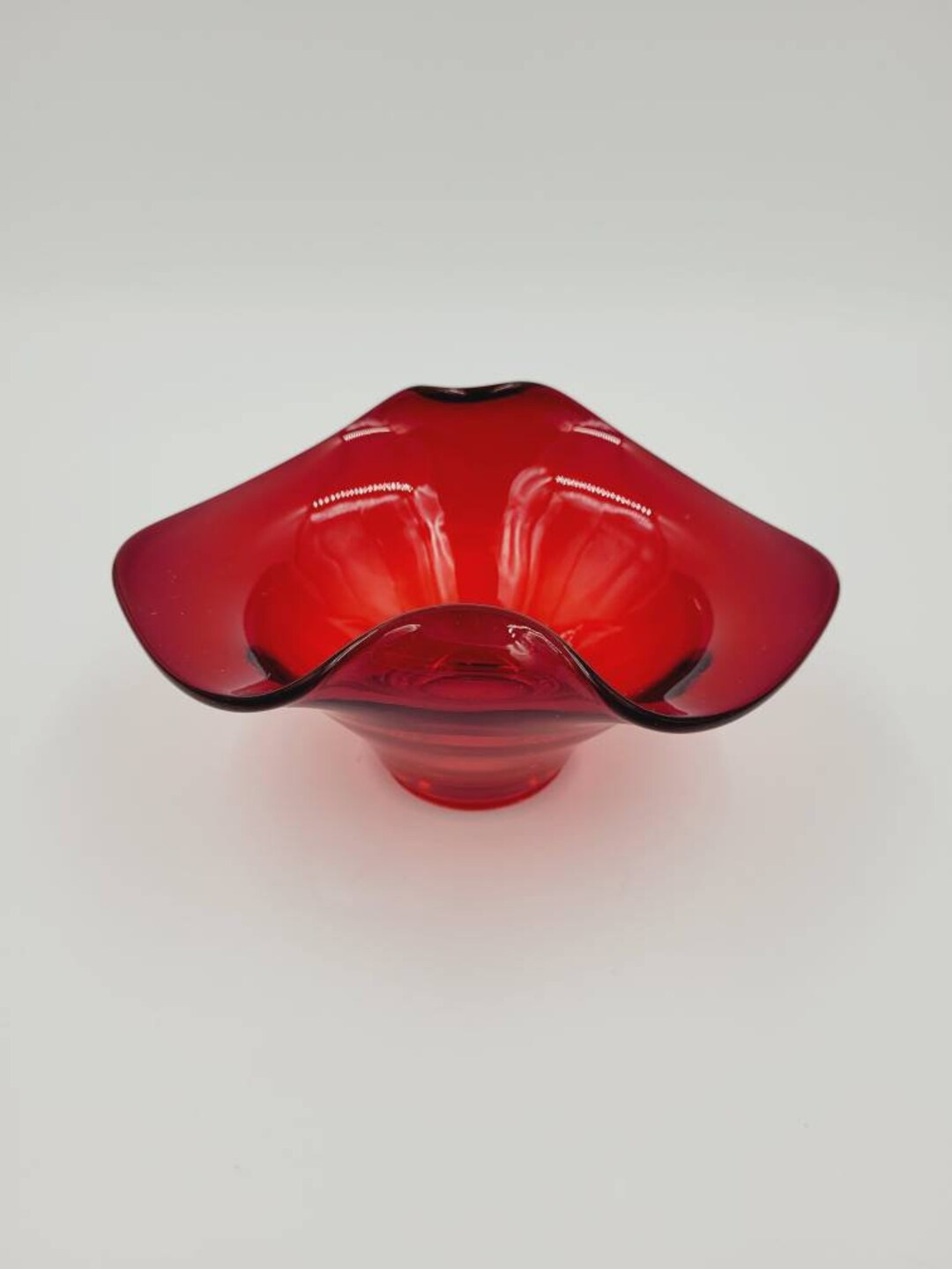 Vintage Mid Century Modern Viking Epic Ruby Red Art Glass Bowl With ...