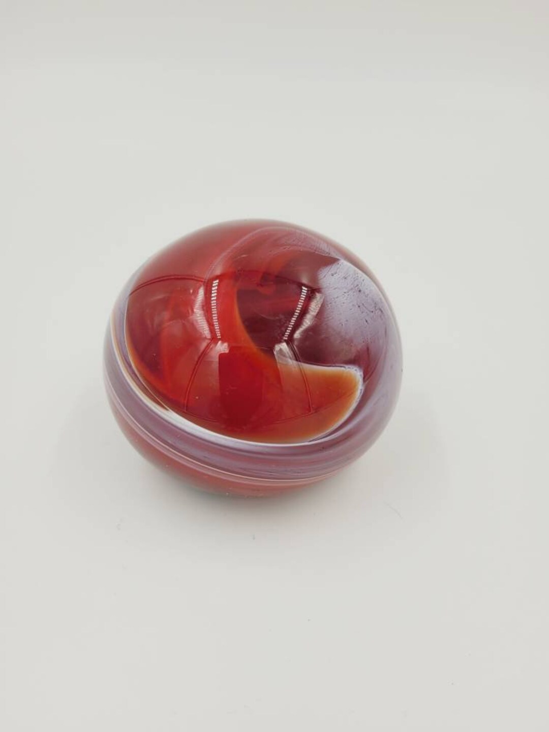 Vintage Mid Century Modern Red Beard Opaque Glass Paperweight France ...