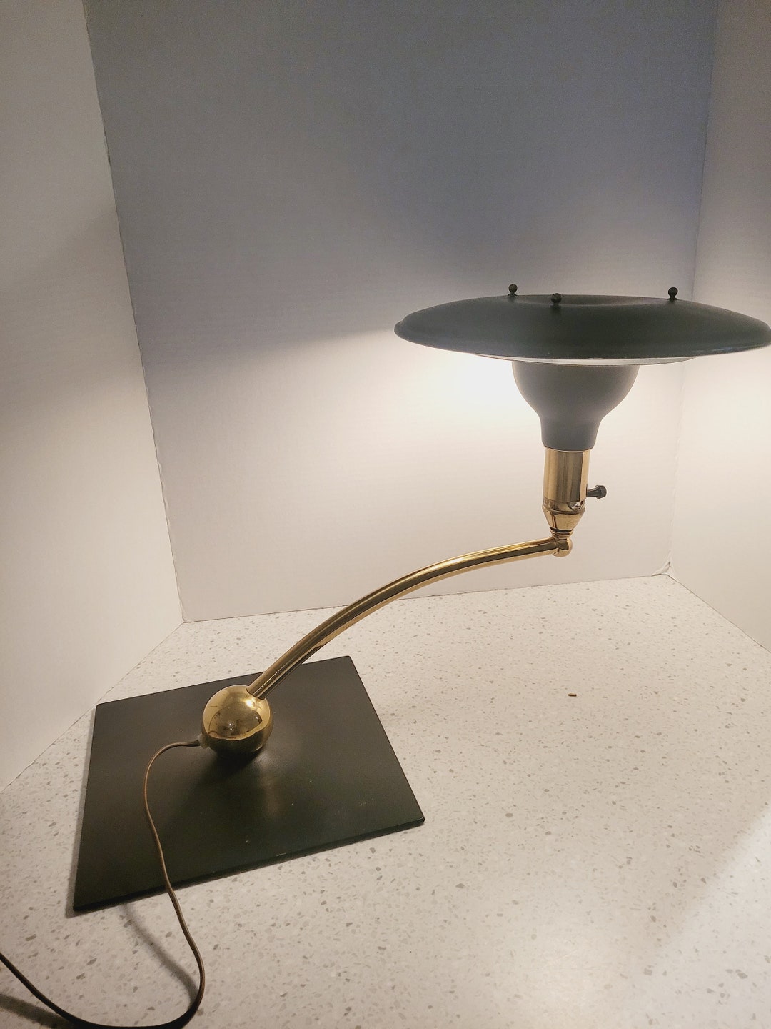 Mid Century Modern M.G. Wheeler Co. Sight Light Black Brass Swivel Desk ...