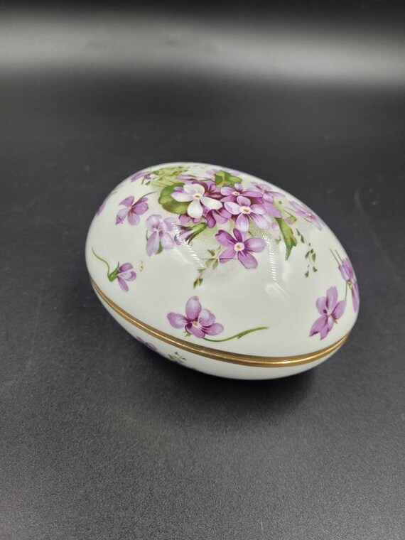 Vintage Spode Victorian Violets Egg Shaped Covered Tr… - Gem