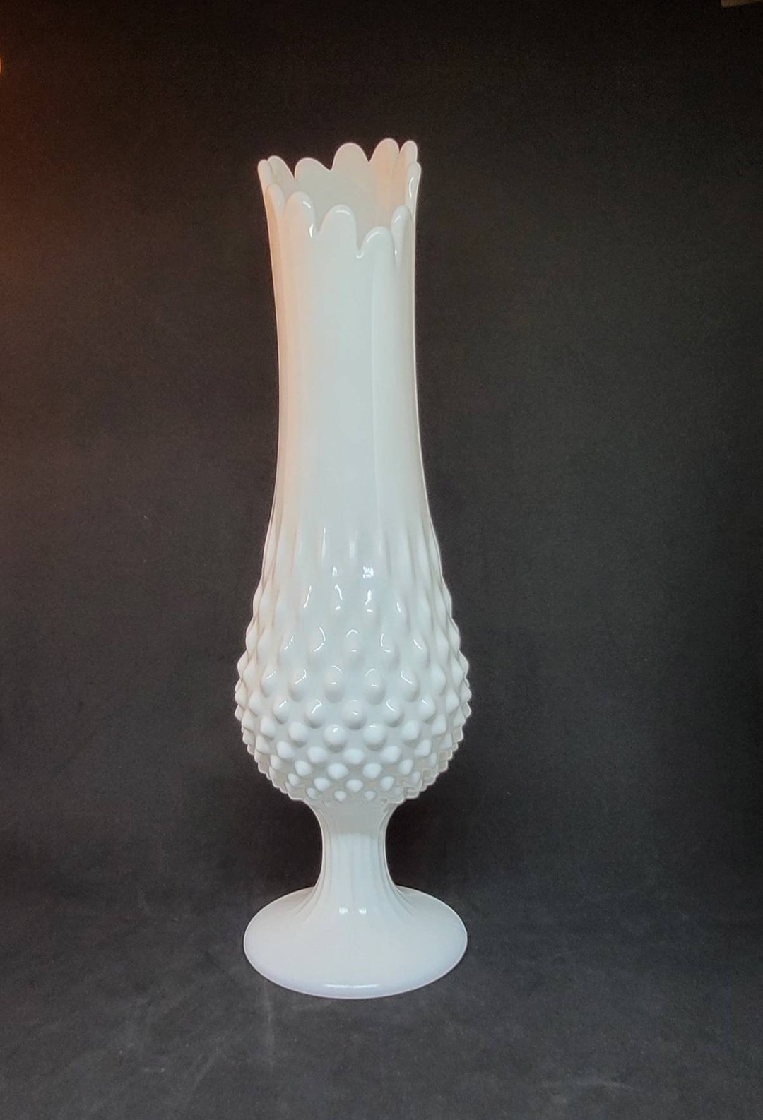 Vintage White Fenton Hobnail Milk Glass Swung Vase Collectible Home ...