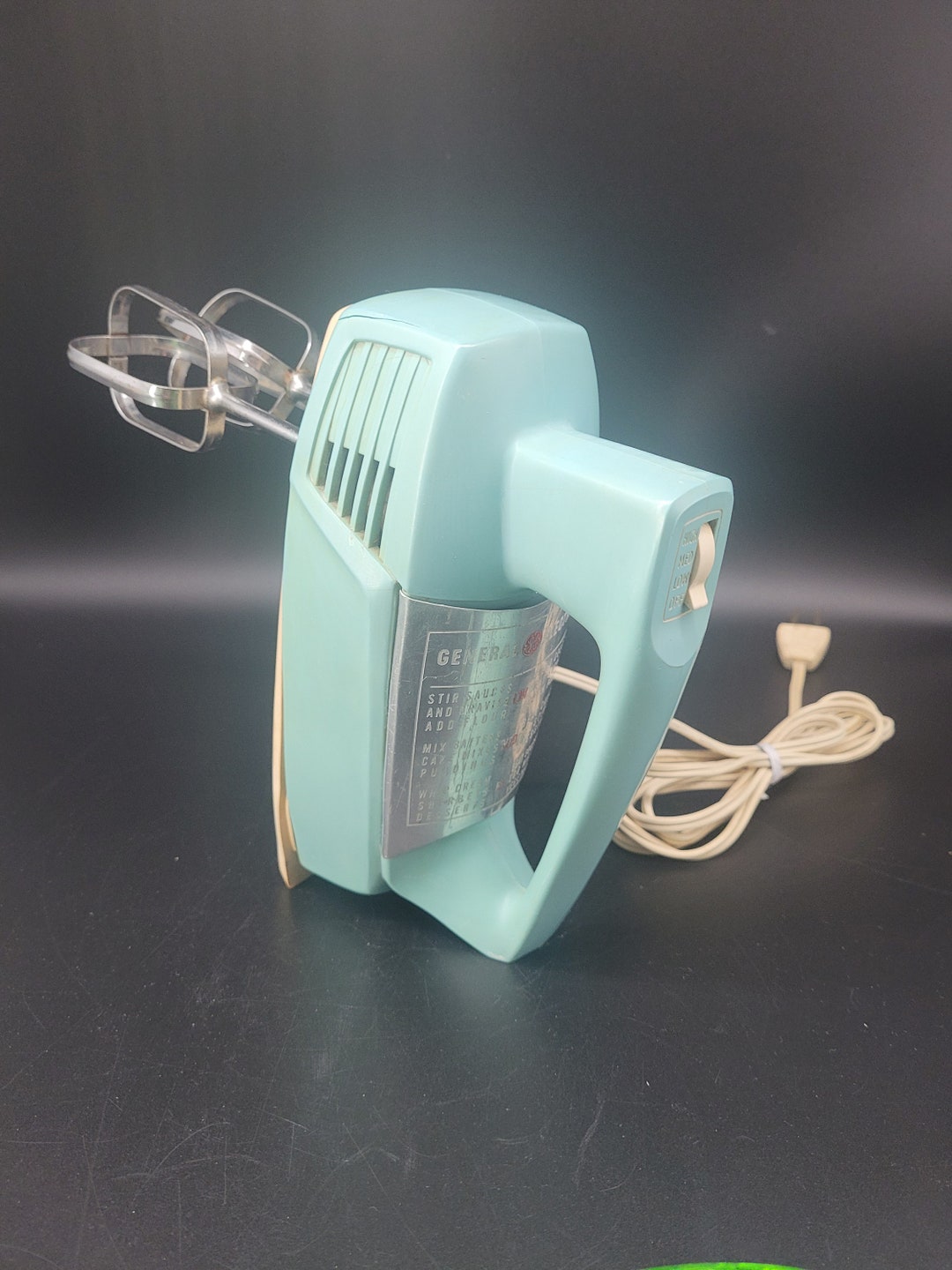 Vintage Mid Century Modern Turquoise 3 Speed General Electric Hand ...