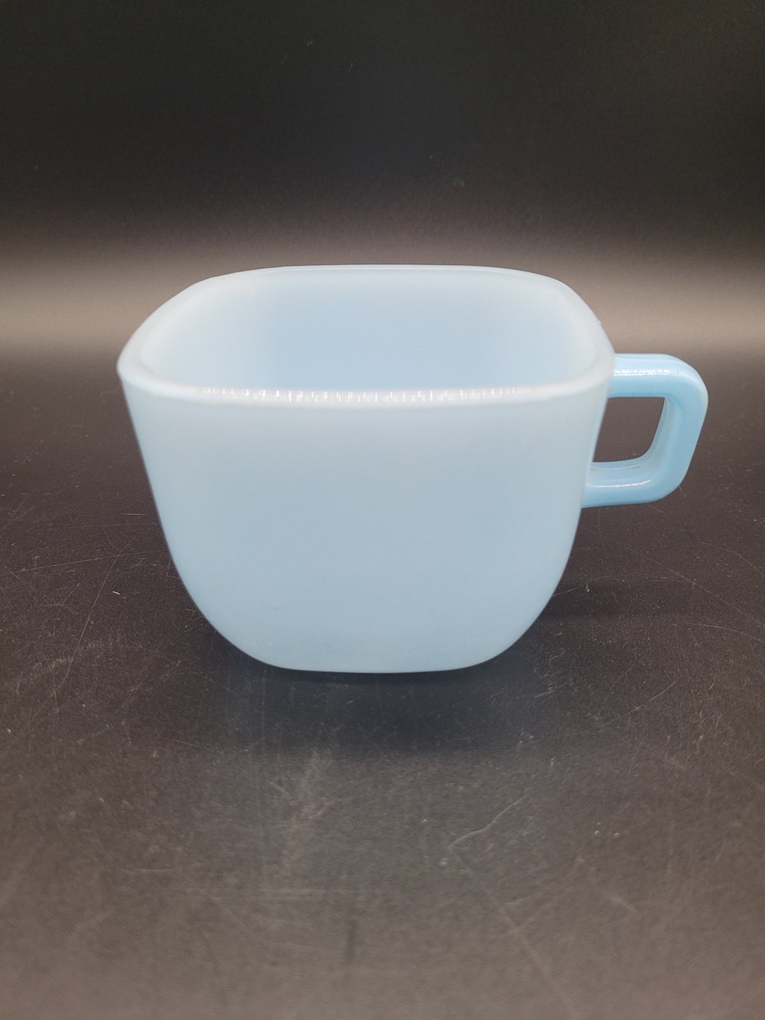 Vintage Glasbake Lipton Blue Square Glass Soup Bowl Mug Retro ...