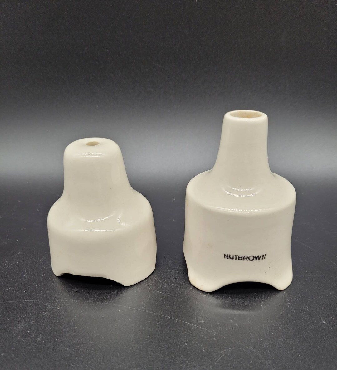 Vintage Set of 2 Ceramic Pie Funnel Vent NUTBROWN and Unmarked Kitchen ...