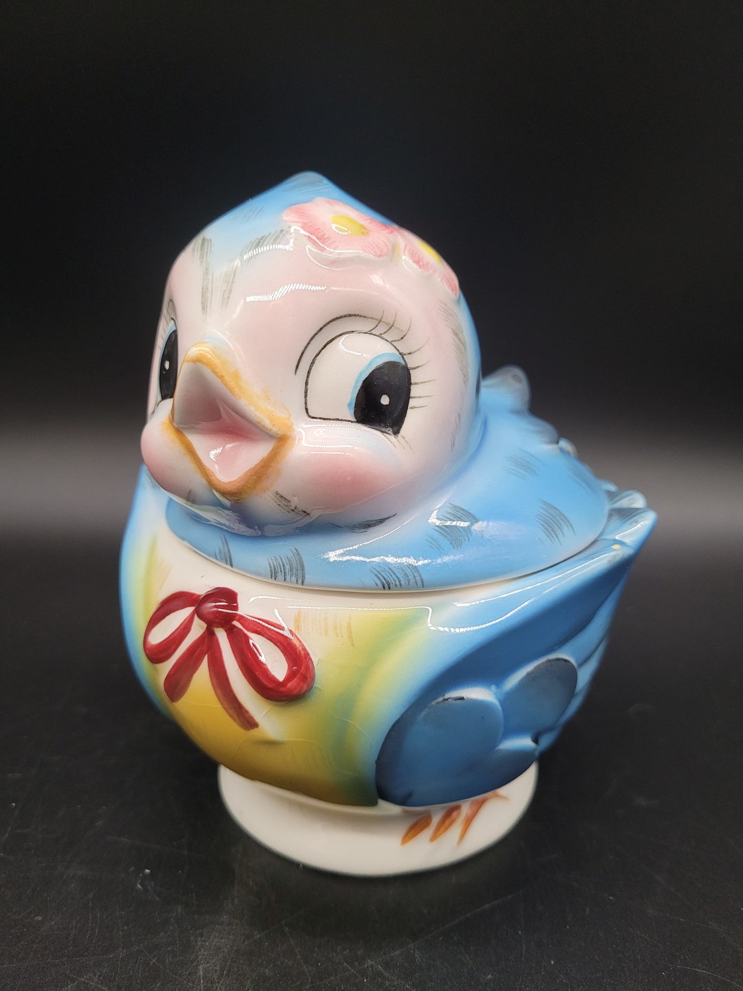 Vintage Lefton Bluebird Large Jam Jar Pot Anthropomorphic Kitsch ...