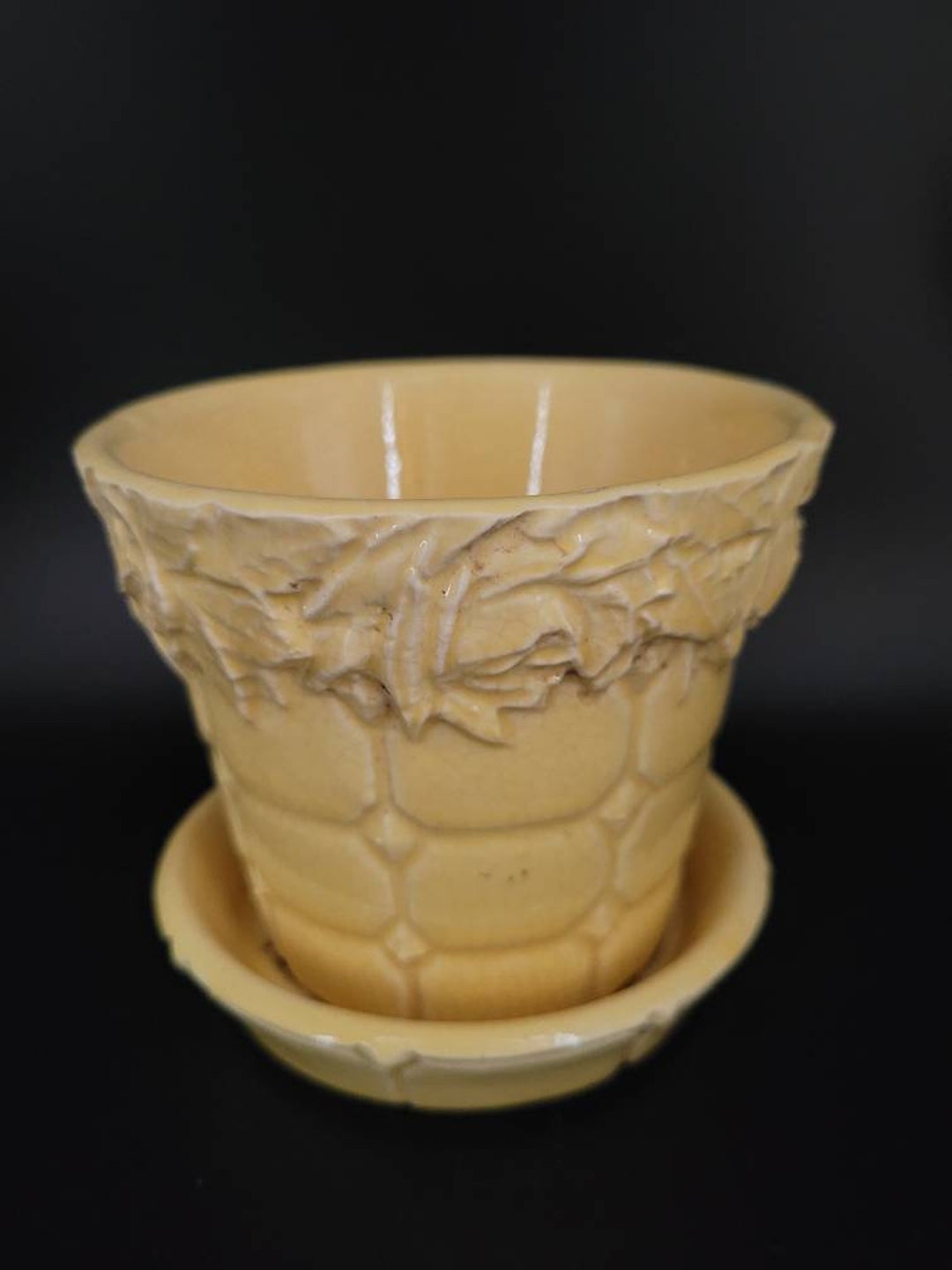 Vintage Mccoy Pottery Planter Pot Yellow in Roses Pattern With - Etsy