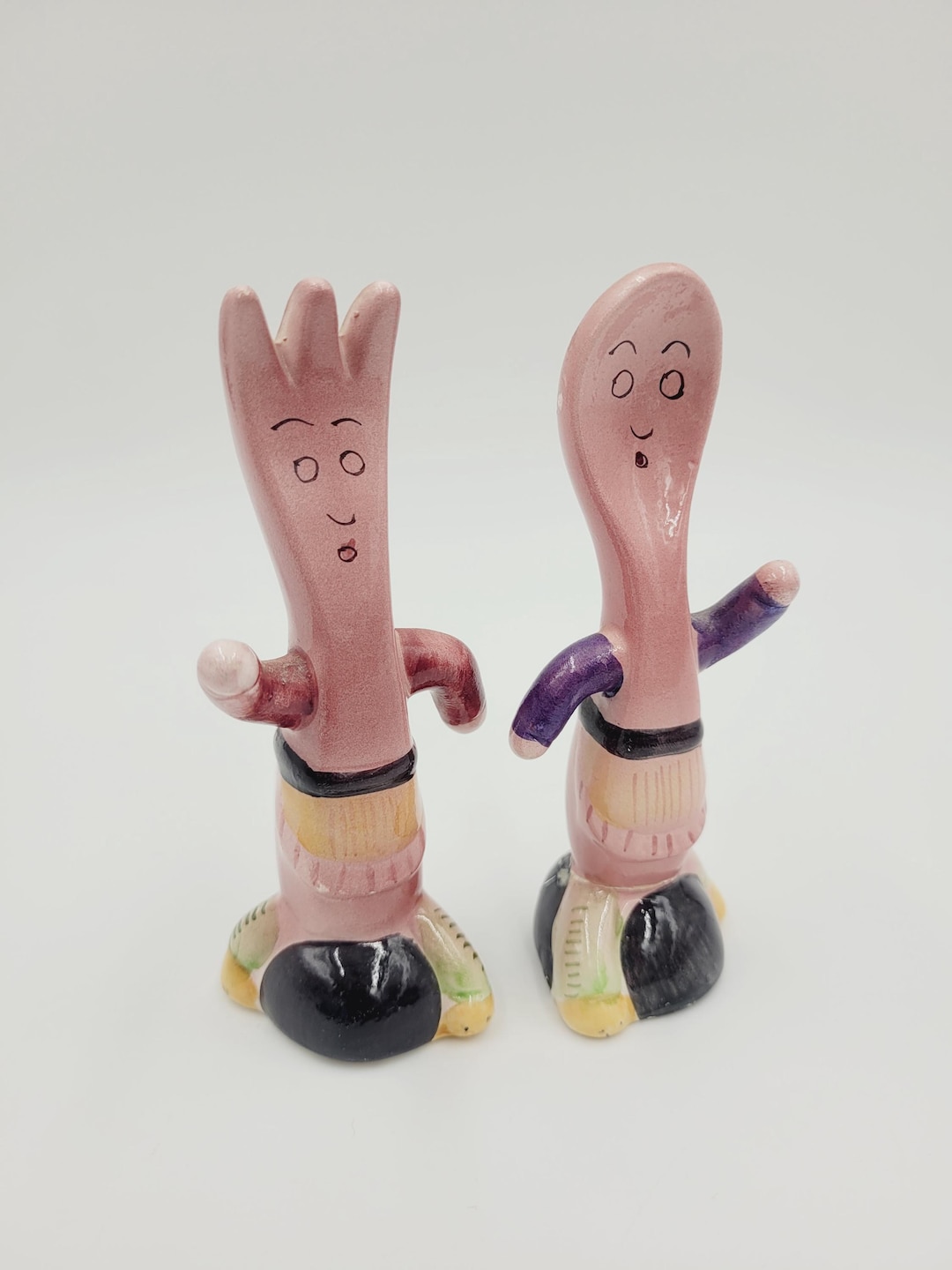 Vintage Anthropomorphic Running Fork and Spoon Salt and Pepper Shaker ...