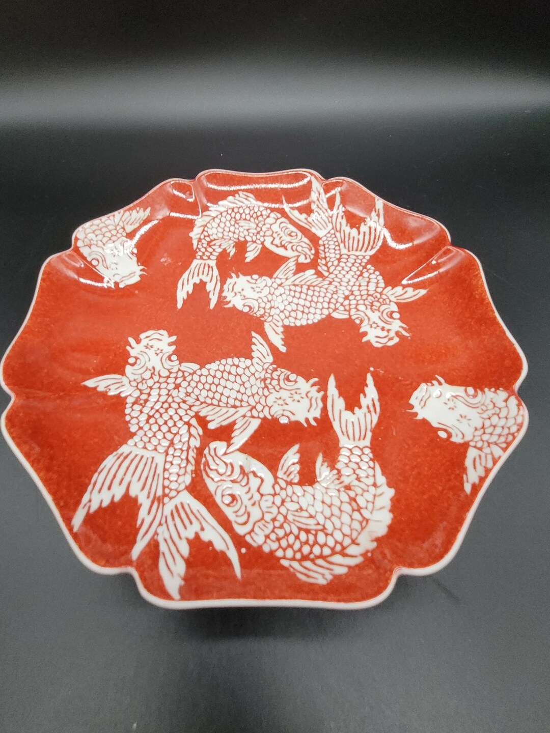 Vintage Porcelain Goldfish Koi Fish A.C.F. Hong Kong Bowl Dish ...