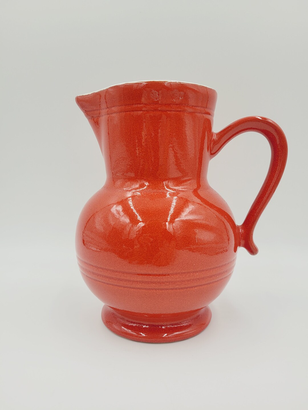 Vintage Stoneware Emile Henry Red Pitcher Vase Made in France Crock ...