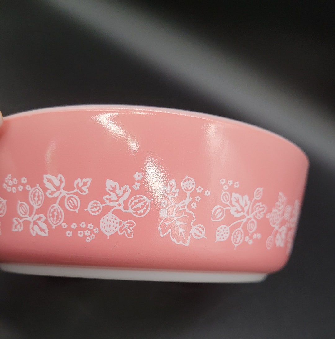 Vintage Pyrex PINK GOOSEBERRY Covered 471 1 Pint Casserole Dish Kitchen ...