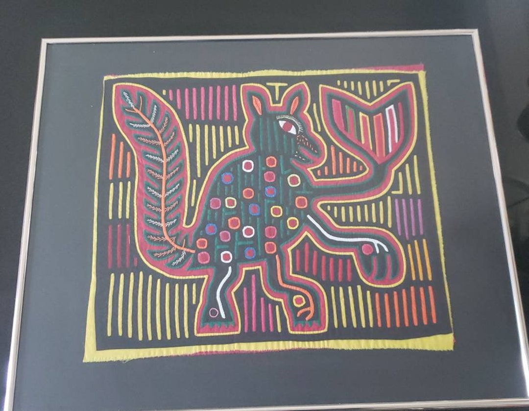 Vintage Mid Century Modern Authentic LEMUR MONKEY MOLA Kuna Ethnic ...