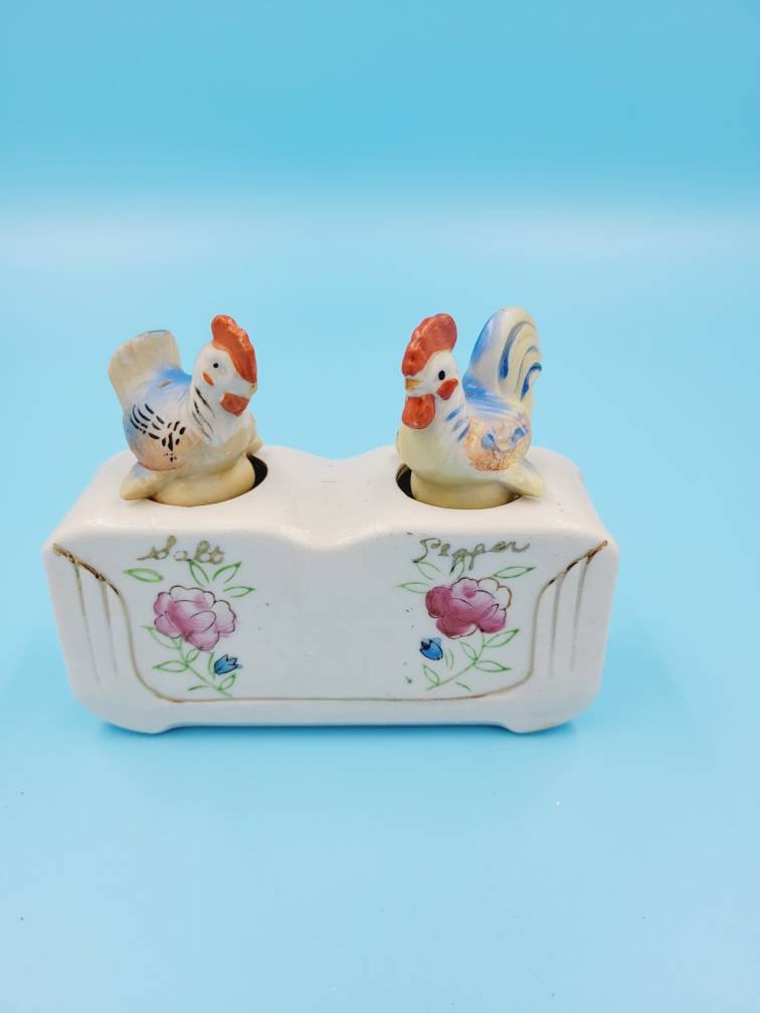 Vintage Chicken Rooster and Hen Nodding Salt and Pepper Shakers With ...