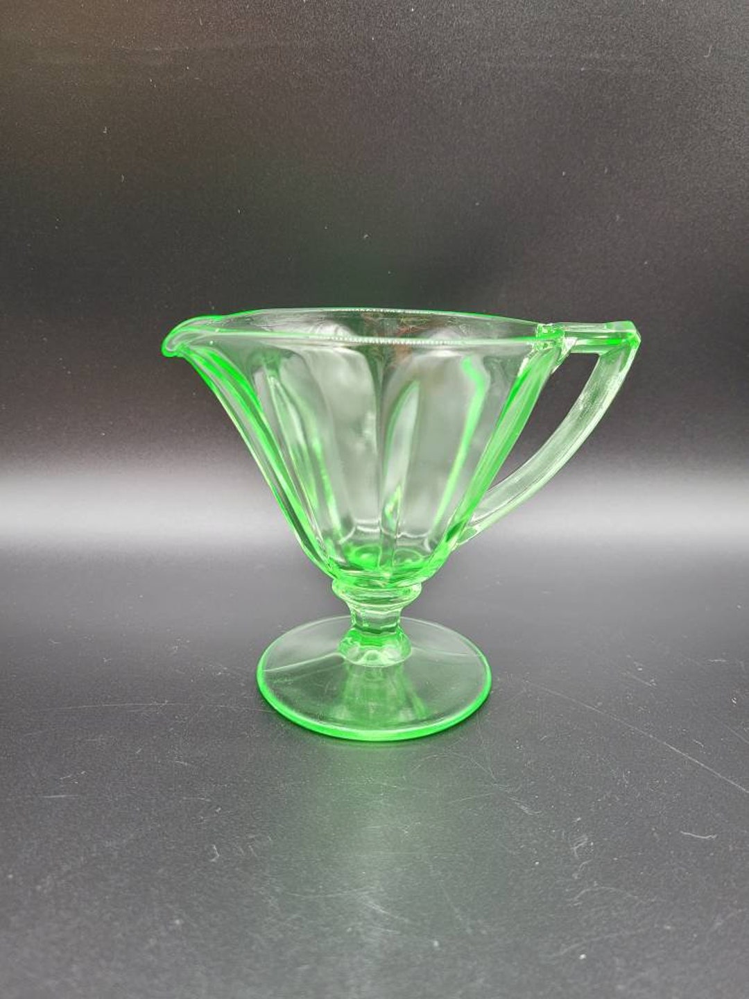 Vintage Green Depression Uranium Glass Creamer Pitcher Collectible ...