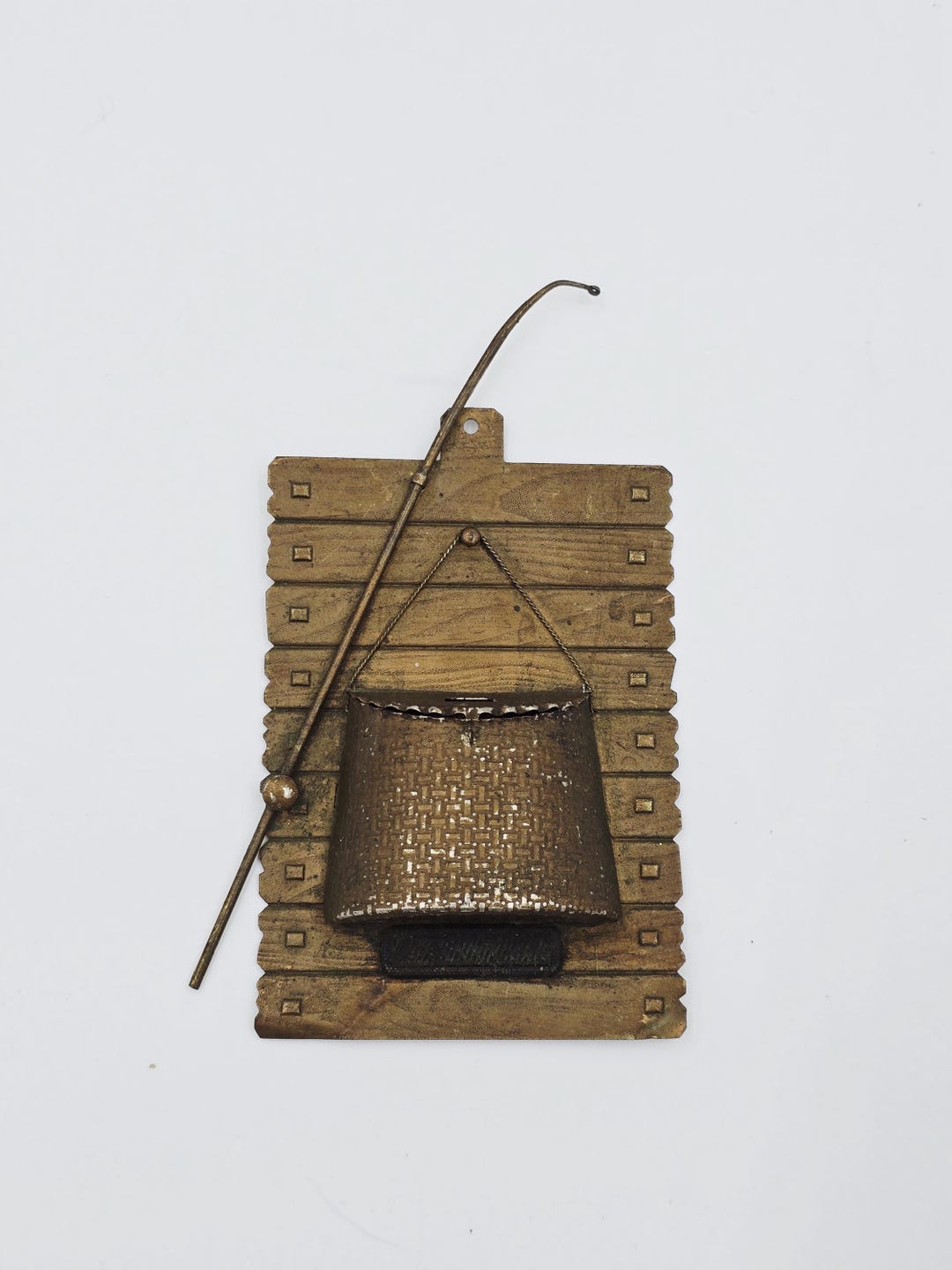 Vintage Brass Fishing Creel and Rod Match Safe With Striker Collectible ...
