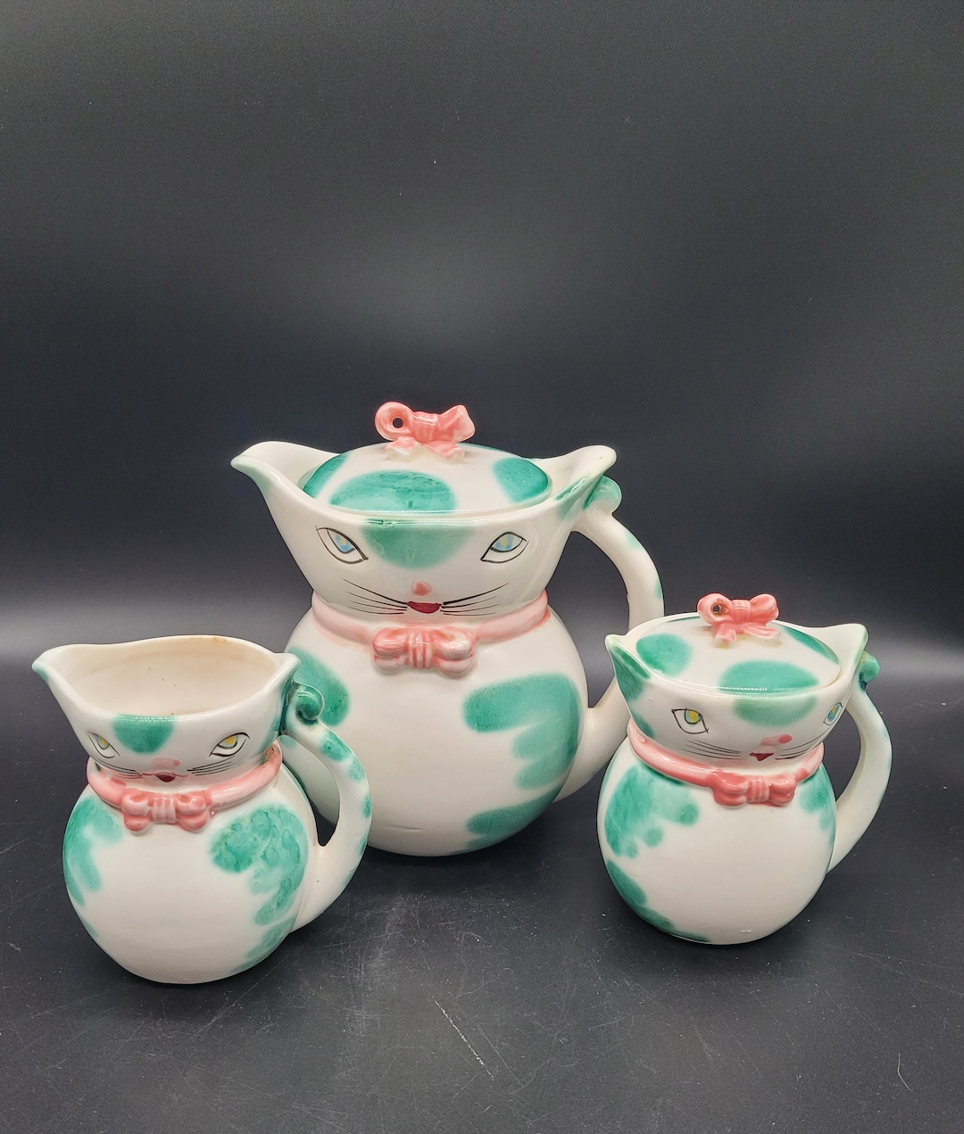 Vintage Anthropomorphic Cat Lipper and Mann Ceramic Tea Set Holt Howard ...
