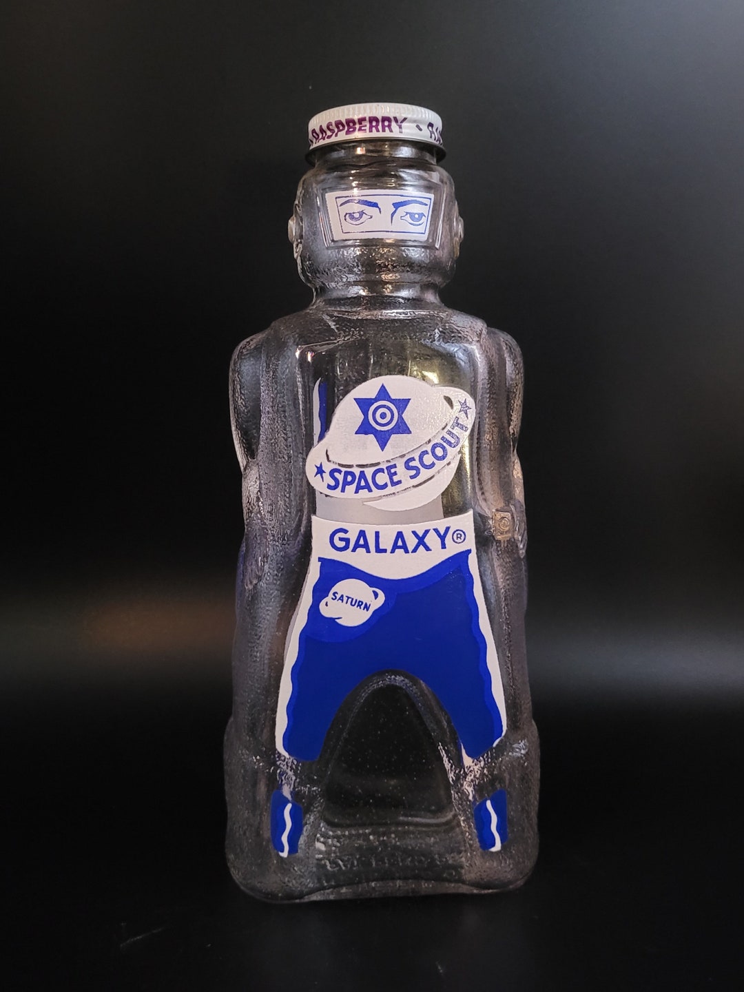 Vintage Galaxy Spaceman Foods Soda Syrup Bottle Pig Piggy Glass Coin ...