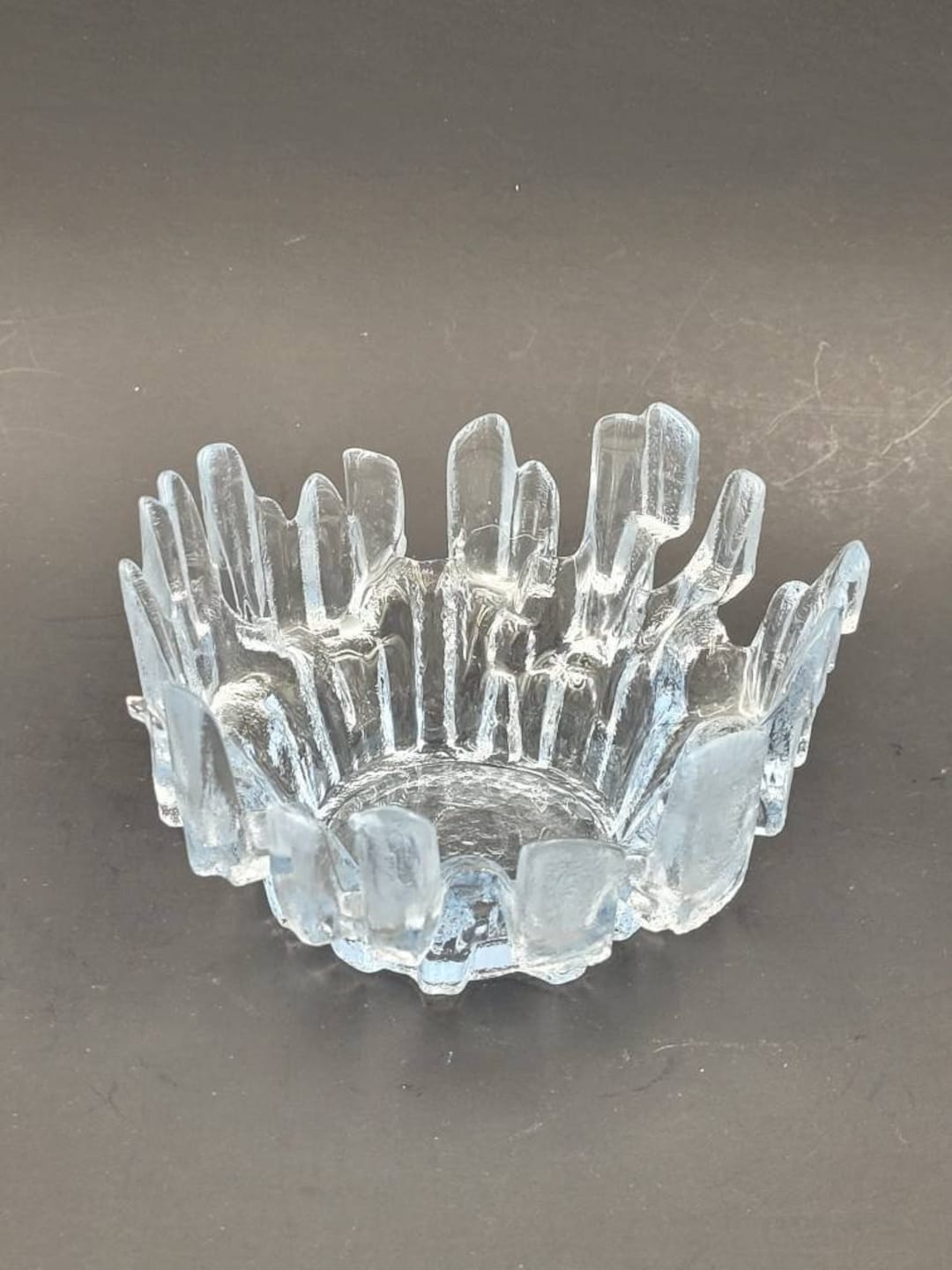 Vintage MCM REVONTULET Ice Blue Glass Bowl by Humpila Glass of Finland ...