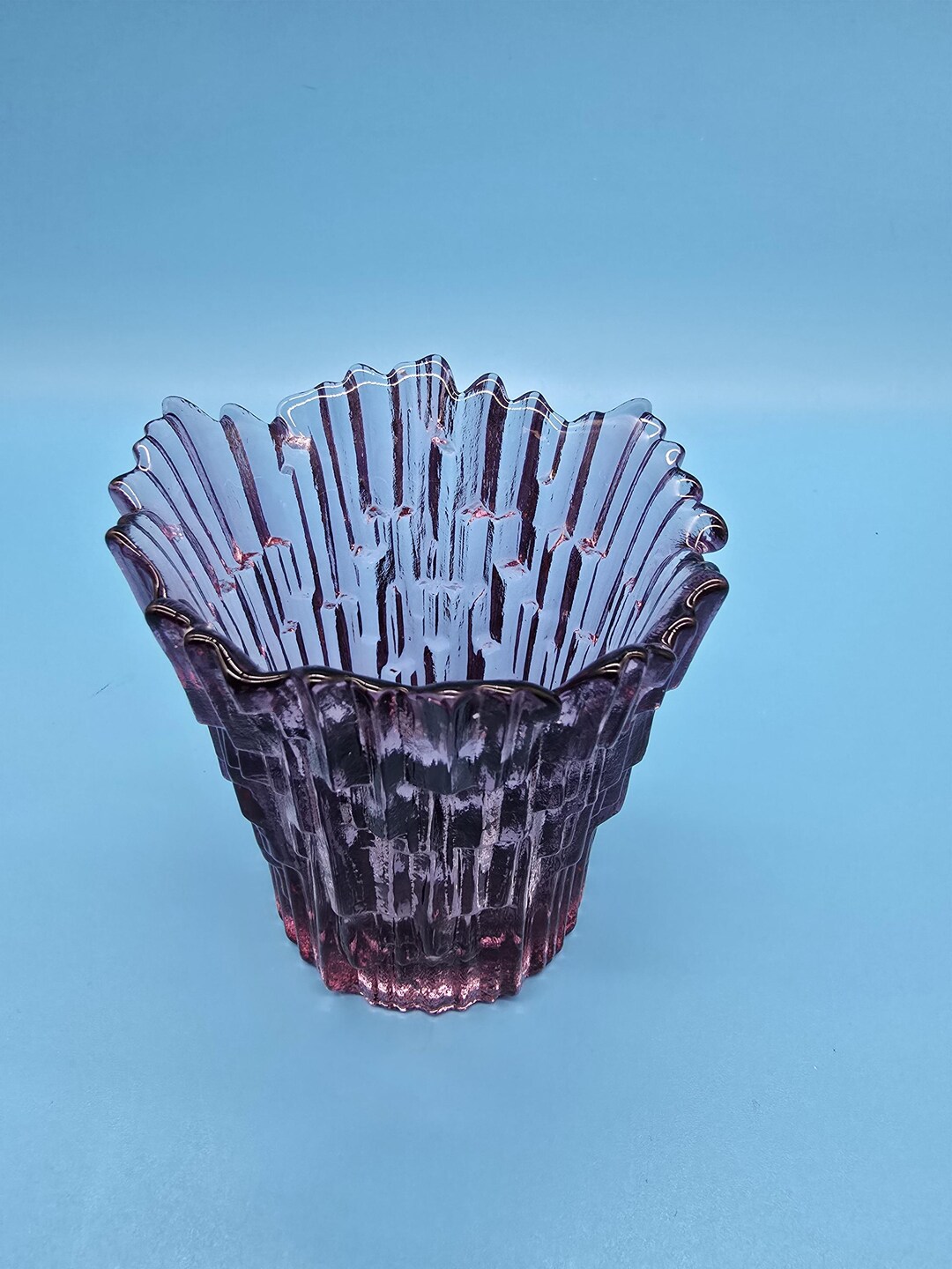 Vintage Dalzell Viking Glass Purple Ice Crown Glimmer Votive Candle ...