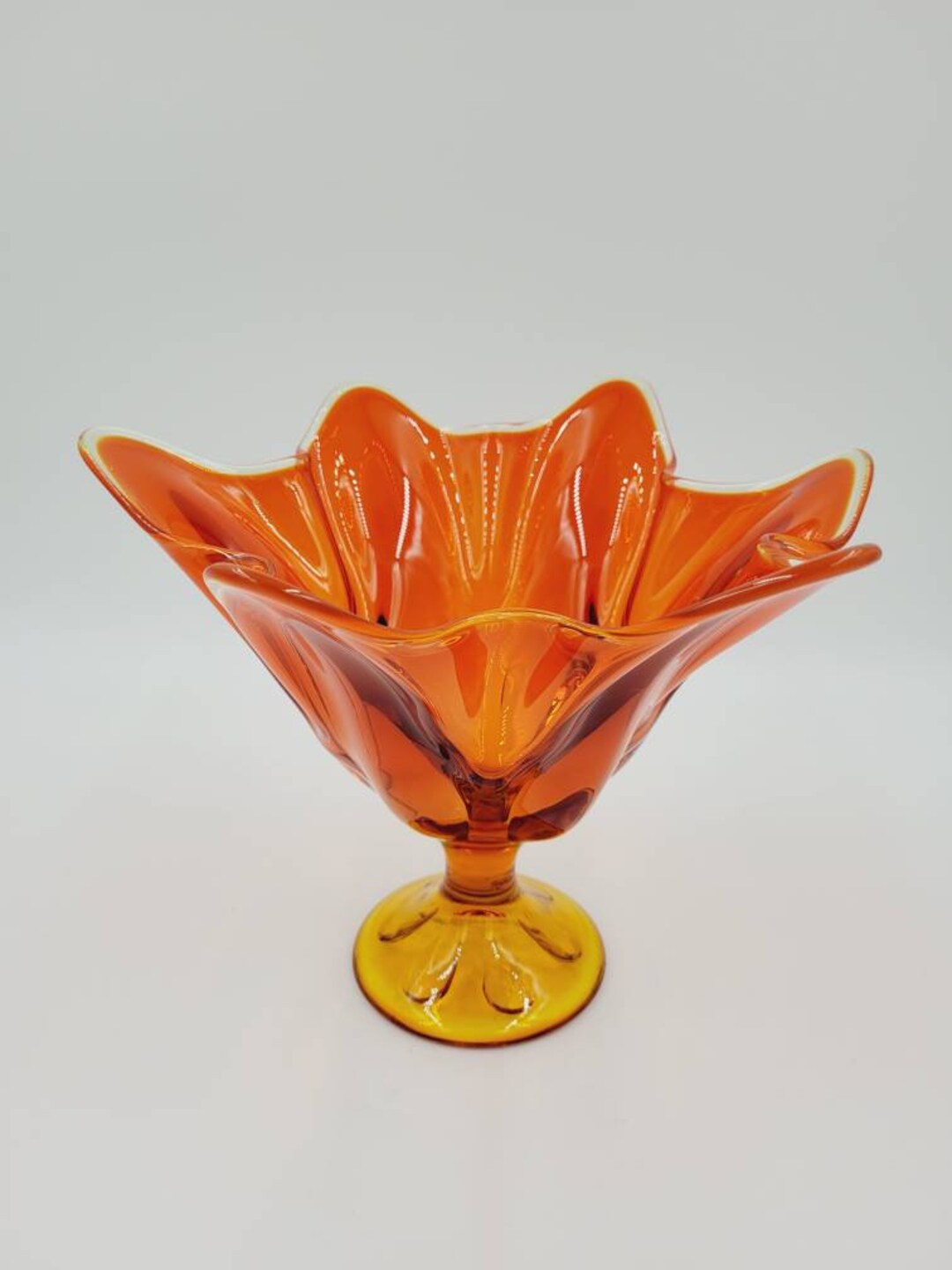 Vintage MCM Viking Glass Large Epic 6 Petal Persimmon Handkerchief Vase ...