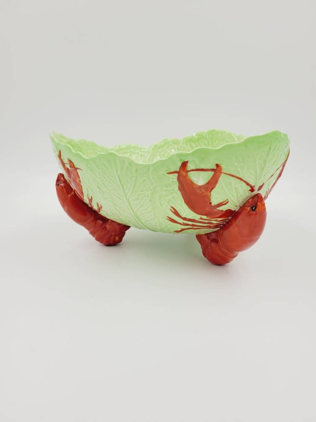Vintage Carlton Ware Cabbage Leaf Lobster Salad Serving Bowl With Fork ...