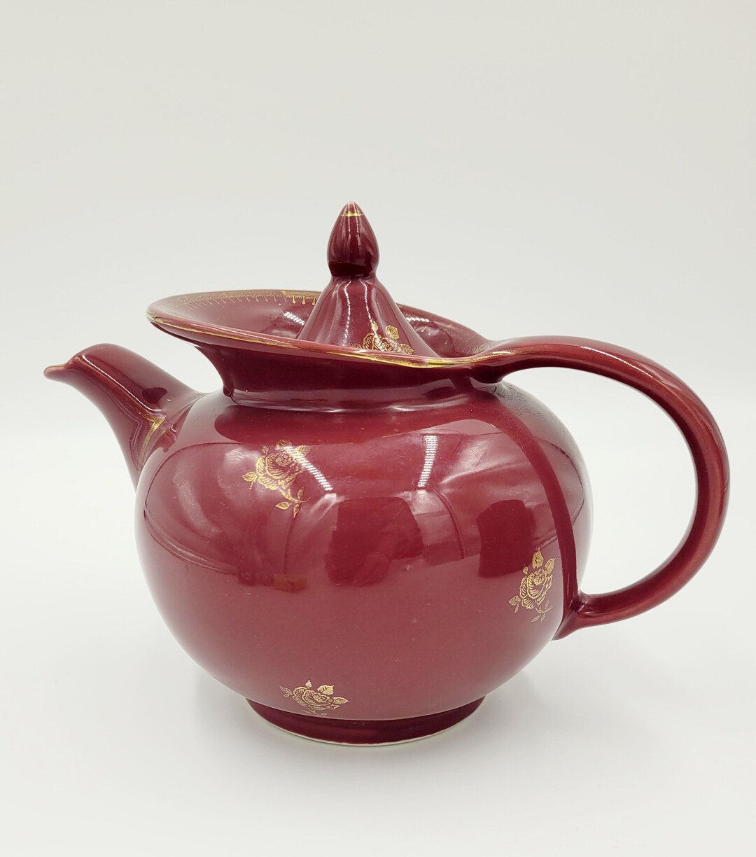 Vintage Maroon Hall Art Deco Teapot Collectible Home Decor Kitchen ...