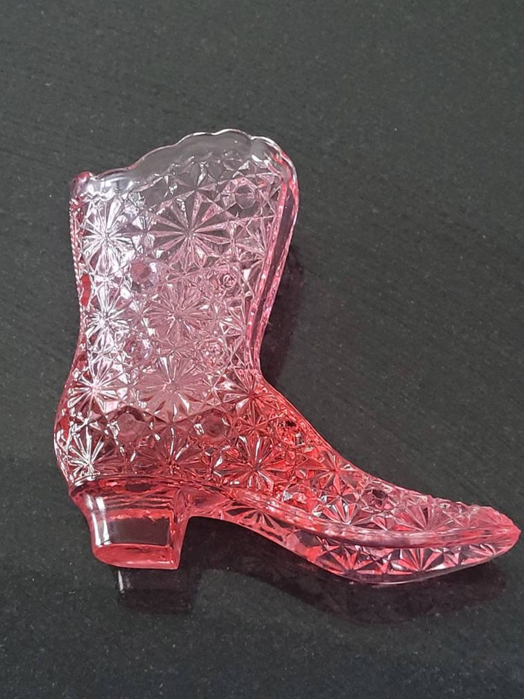 Vintage Fenton Glass Daisy and Button Art Glass Boot Collectible Glass ...