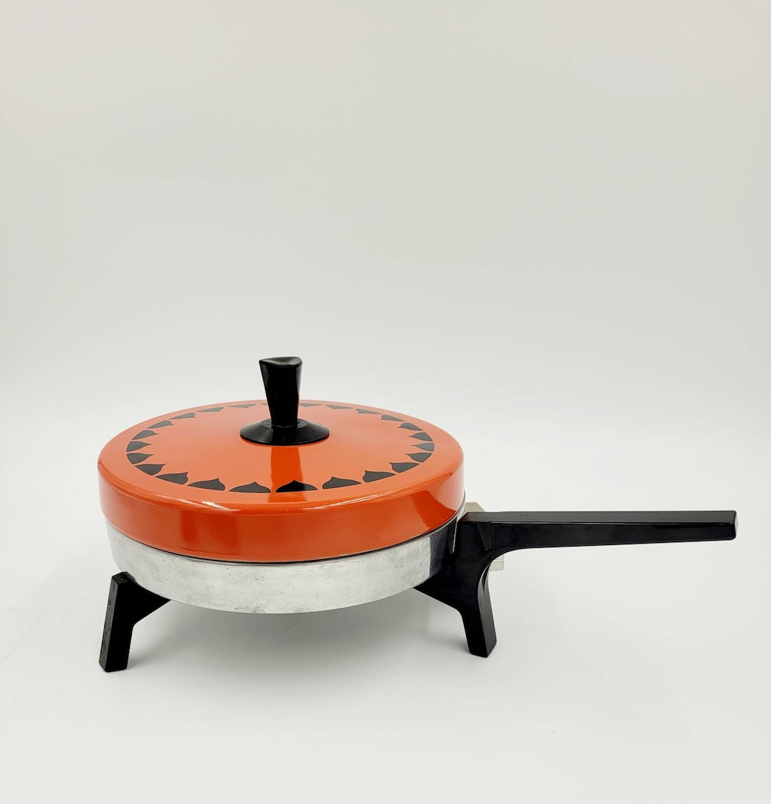 Vintage Retro Orange Hoover Mini Fry Pan With Enamel Lid Temperature ...