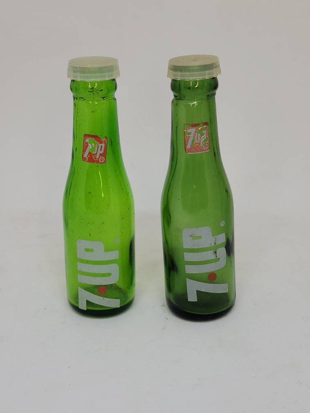 Vintage Mini 7 up Green Glass Salt and Pepper Shakers Collectible ...